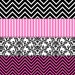 Pink and Black Digital Paper, Chevron, Damask, Stripe, Polka Dot ...