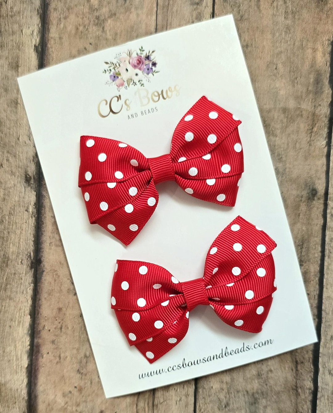 Red Polka Dot Hair Bows - Set of Two - Hair Bows for Girls Toddlers ...