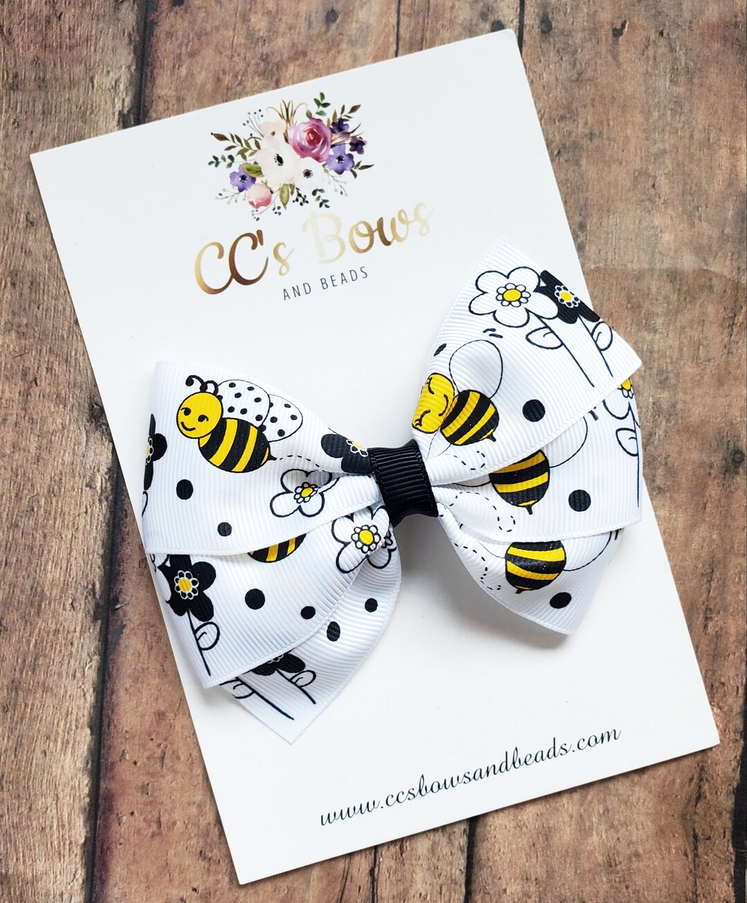 Bee and Flower Hair Bow - Summer Hair Clips - Bumblebees - Hair Bows ...