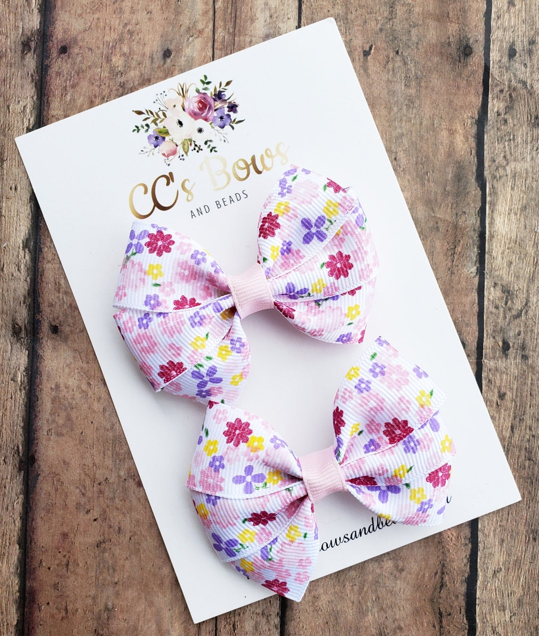 Floral Print Hair Bow Set - Spring Flower Hair Bows for Girls Toddlers ...