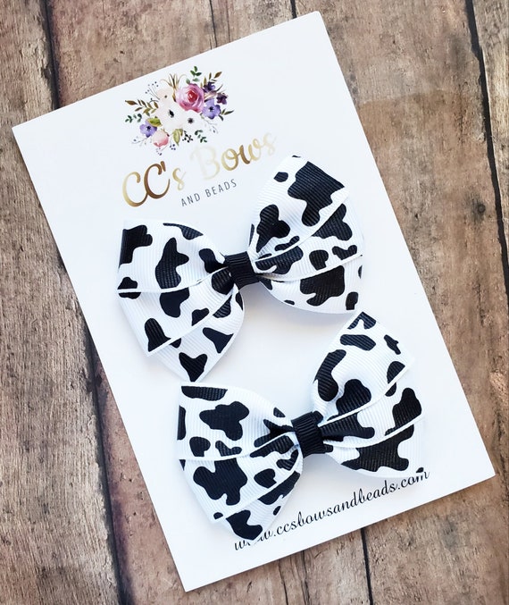 Cow Print Hair Bow Set Farm Animal Hair Bows for Girls - Etsy