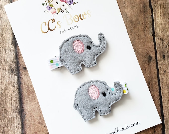 Elephant Hair Clip, Zoo Animal Hair Clip, Elephant Ribbon Hair Bow ...