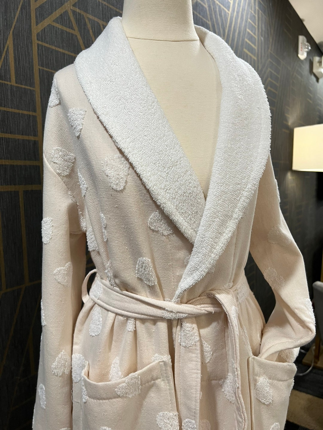 Turkish Cotton Robe, Blush Pink Heart or Butterfly Jacquard Peshtemal ...