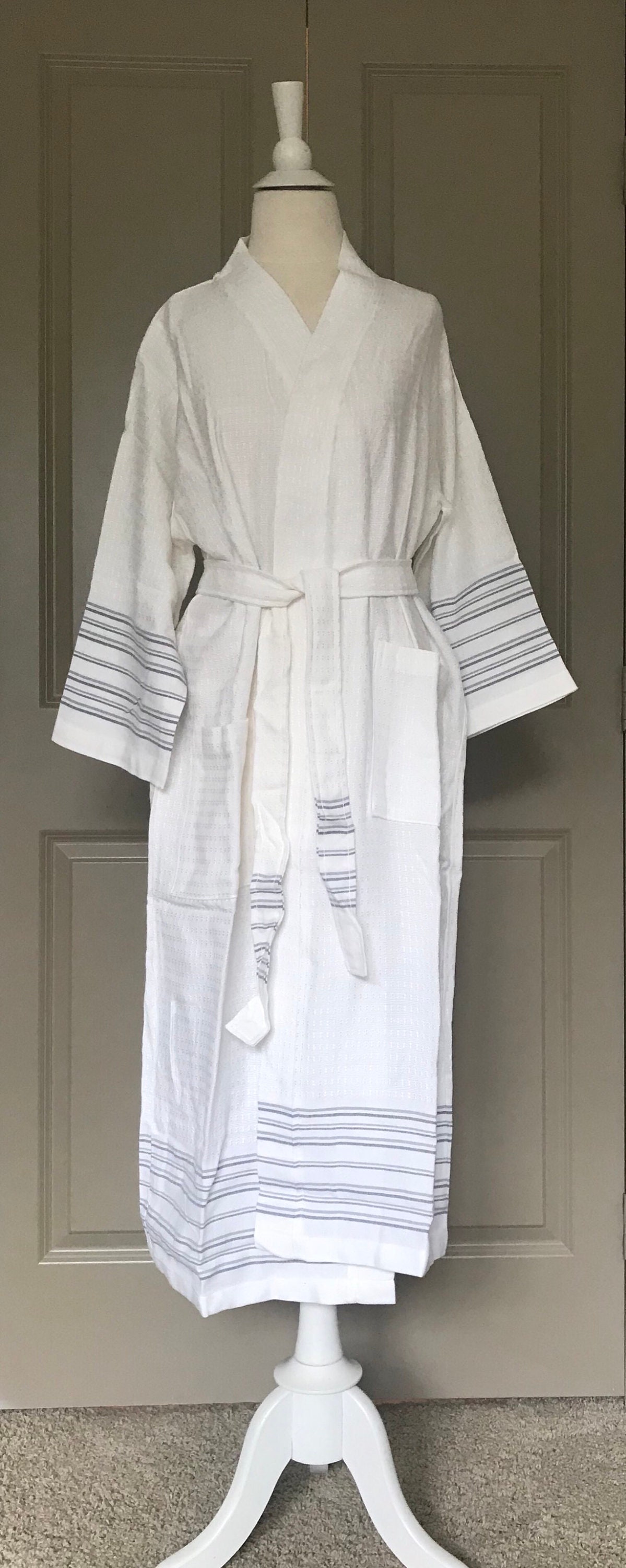 TURKISH COTTON ROBE, Lightweight Robe, Peshtemal Spa Travel Bathrobe ...