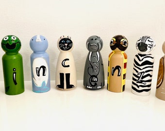 Custom Animal Family Peg Dolls Animal Pegs Farm Animals | Etsy