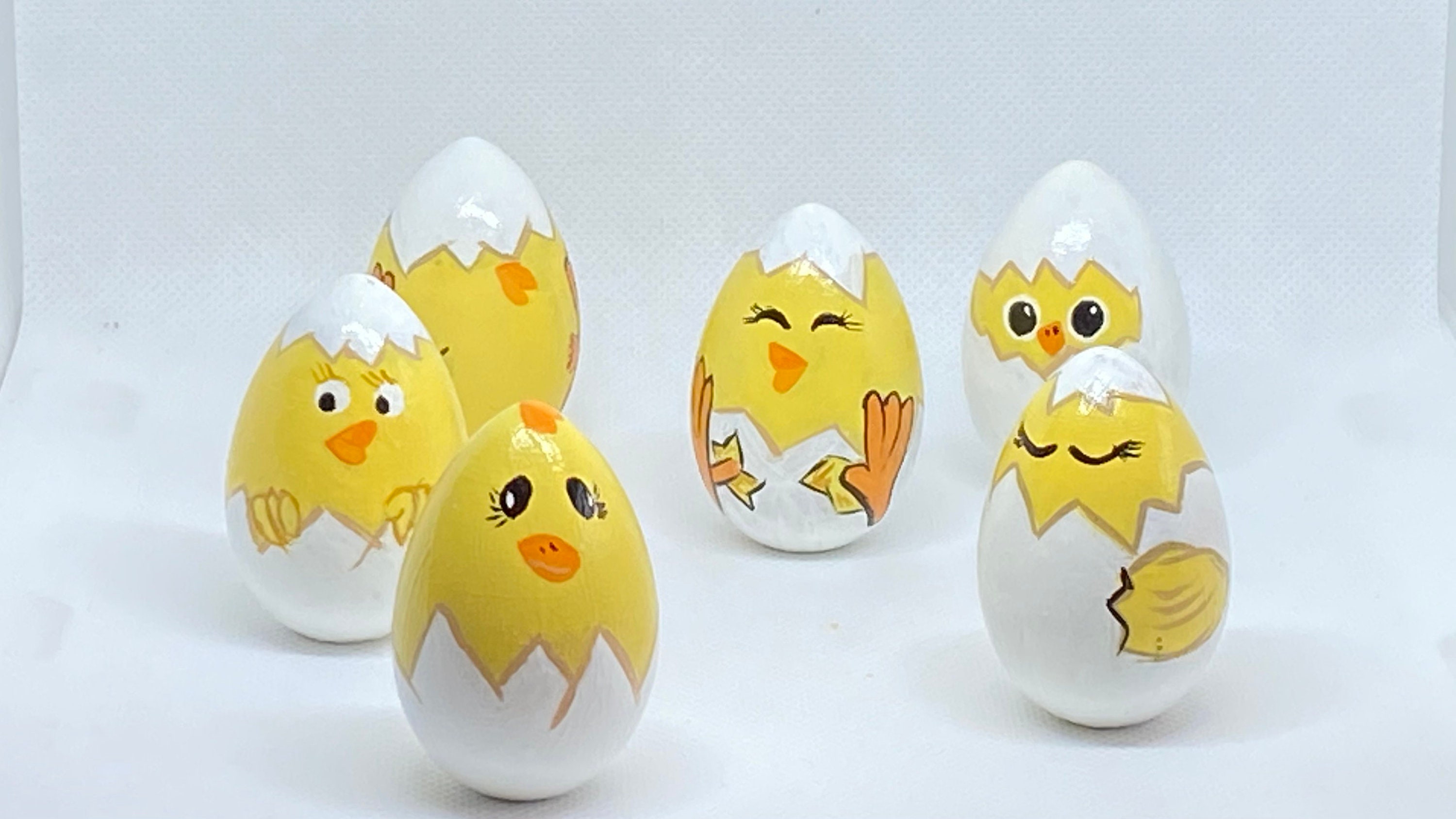 Hand Painted Wooden chicks Easter Eggs | Etsy