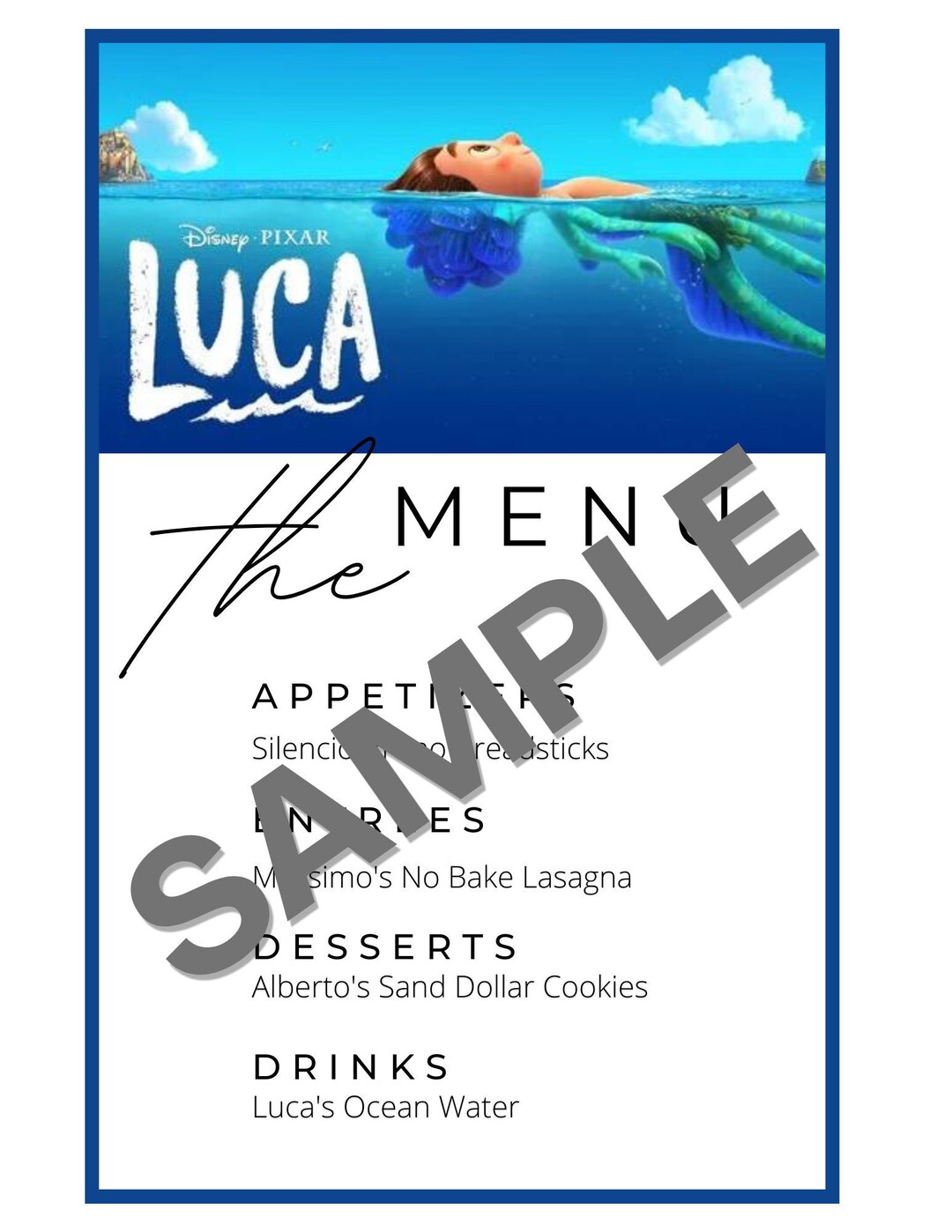 Luca Movie Night Menu With Ticket Stubs - Etsy