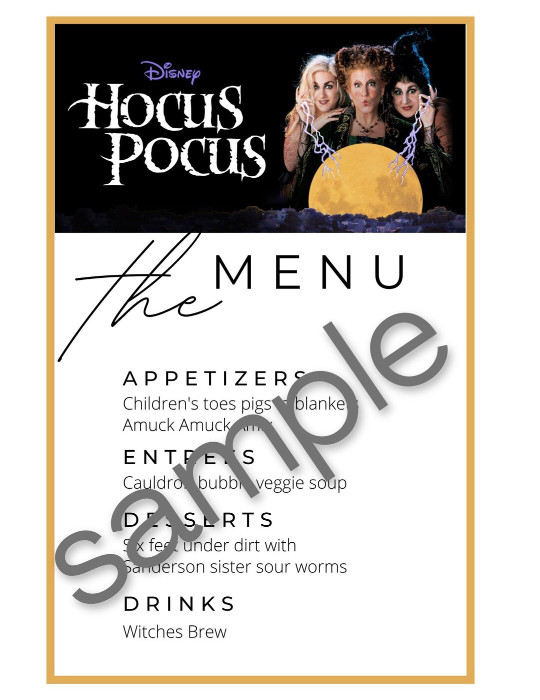 Hocus Pocus Halloween Movie Night Menu - Etsy