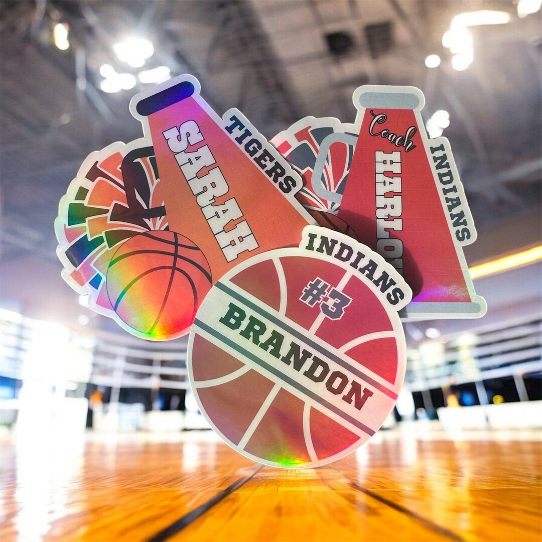 Personalized Cheerleader Basketball Sticker | Custom Name Team Decal ...