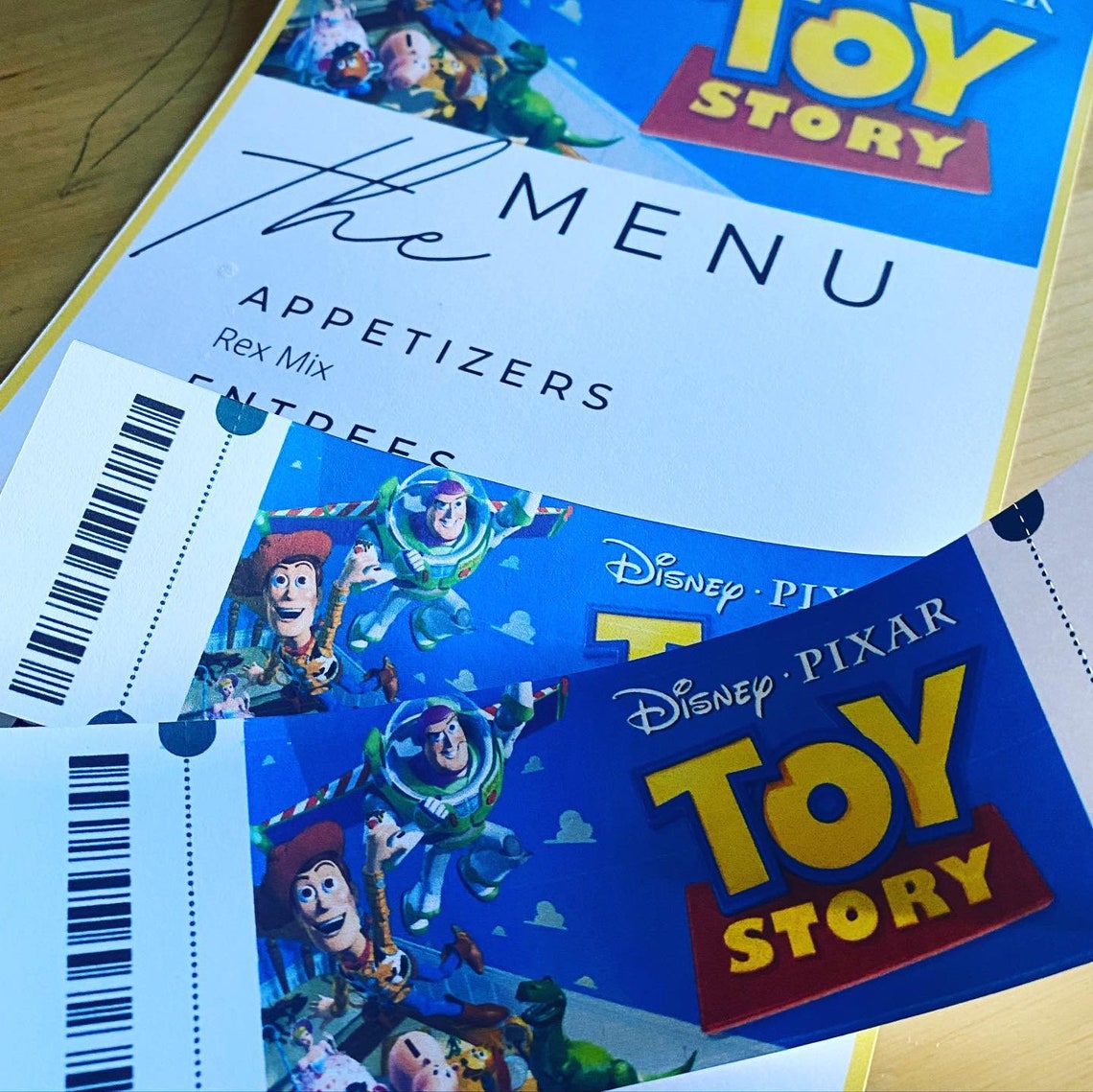 Toy Story Movie Night Menu with Ticket Stubs and Theme labels - Etsy México