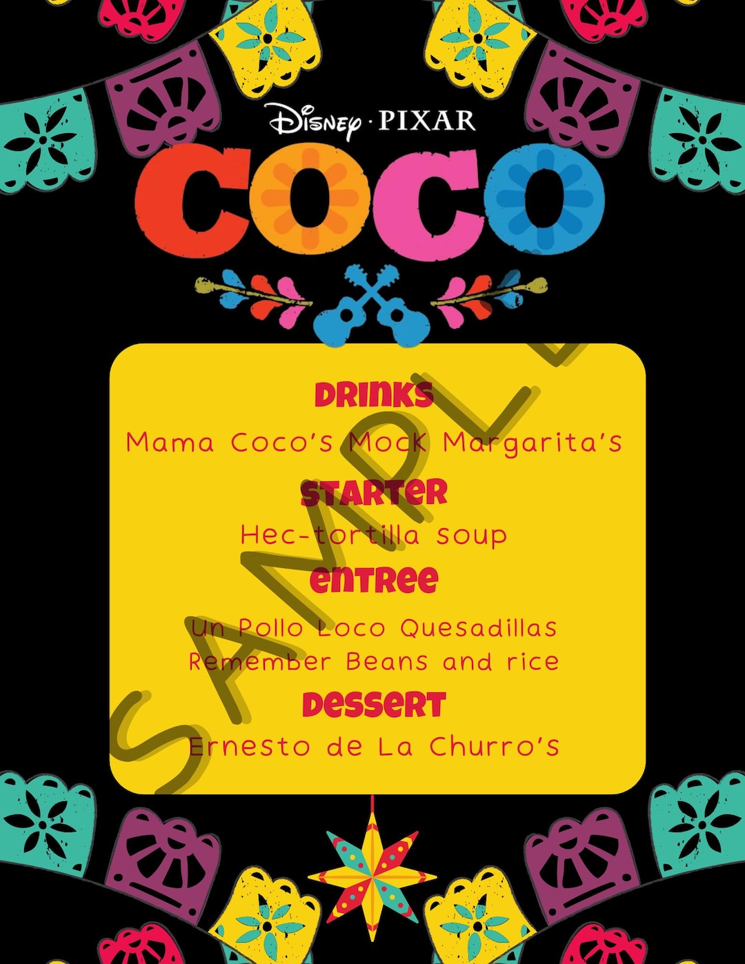 Coco Cinco De Mayo Movie Night Theme Night Menu Template - Etsy