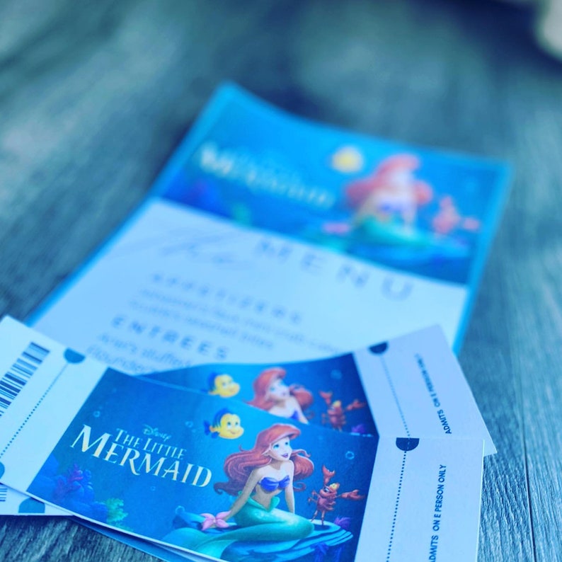 The Little Mermaid Movie Night Menu With Recipes and Ticket Stubs - Etsy