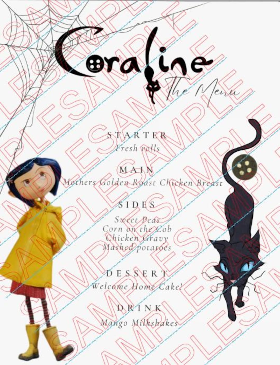 Coraline Movie Night Menu Template With Tickets - Etsy