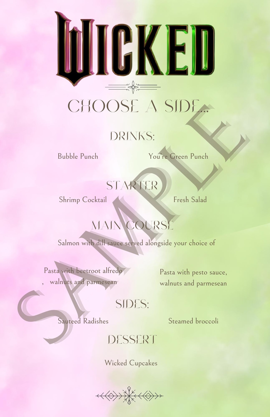 Wicked Movie Theme Night Menu Template - Etsy