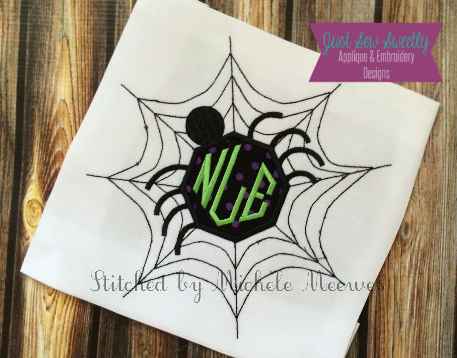Spider Monogram Halloween Applique Design Embroidery Machine - Etsy