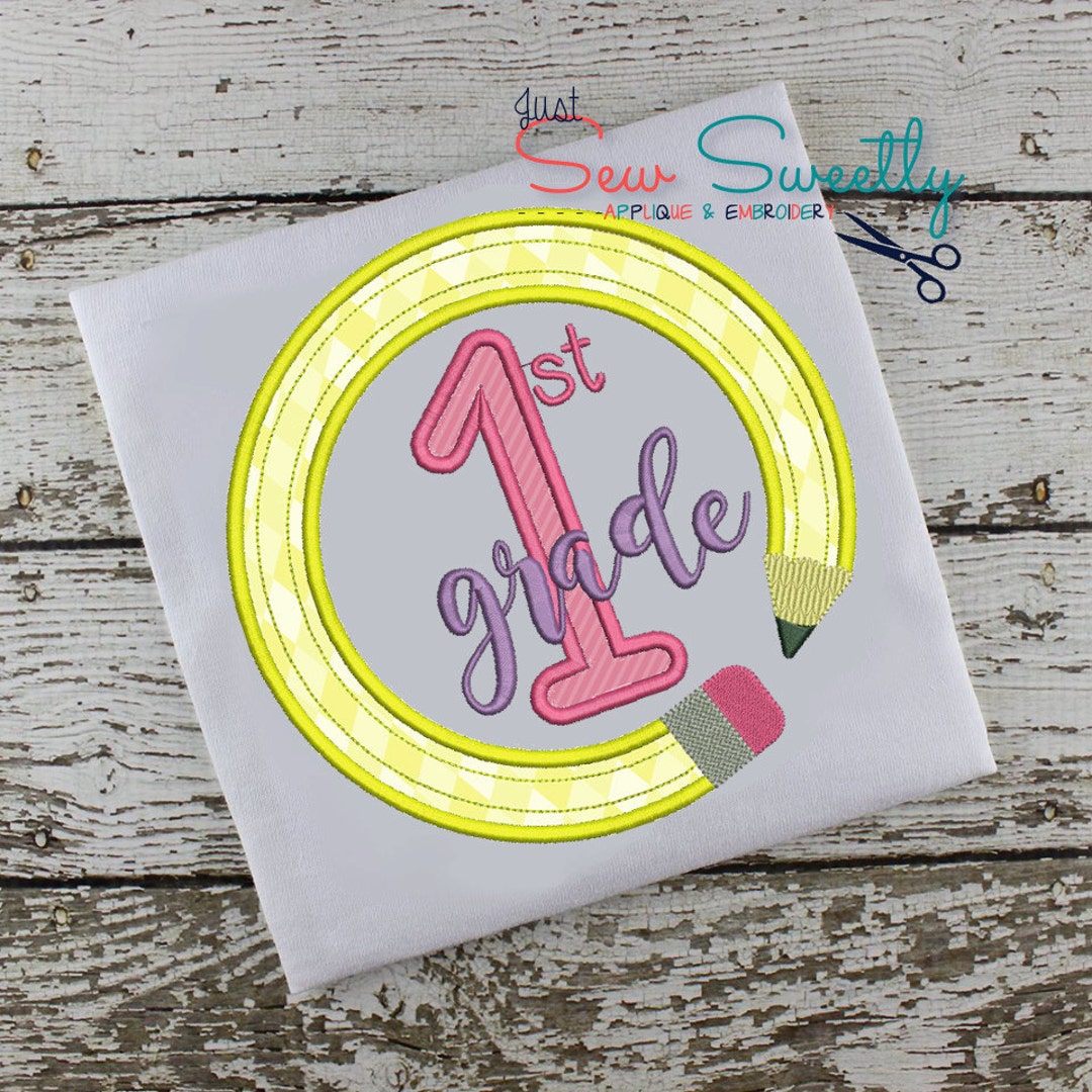 I Love First Grade Back to School Applique: Machine Embroidery Applique ...