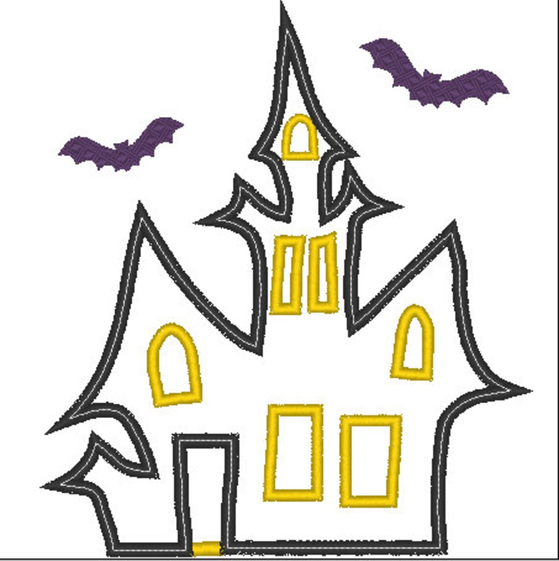 Haunted House Halloween Applique Design - Embroidery Machine Pattern ...