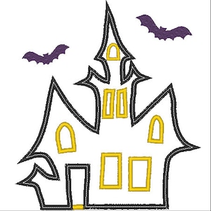 Haunted House Halloween Applique Design - Embroidery Machine Pattern ...