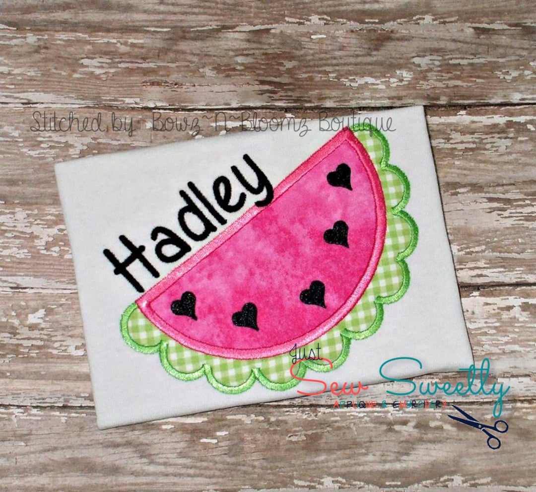 Summer Watermelon Applique Design - Embroidery Machine Pattern - Heart ...