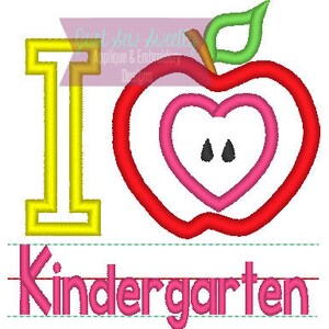 I Love Kindergarten Back to School Applique: Machine - Etsy