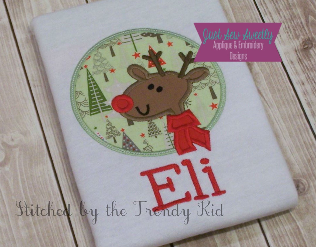Reindeer Rudolf Applique Design - Embroidery Machine Pattern - Etsy