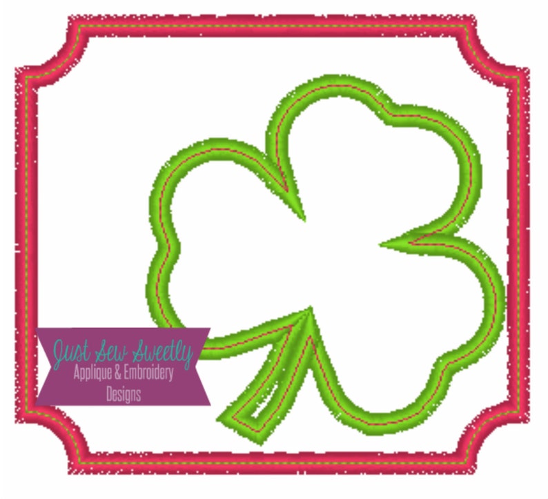 Framed Shamrock St. Patrick's Day Applique Design - Embroidery Machine ...