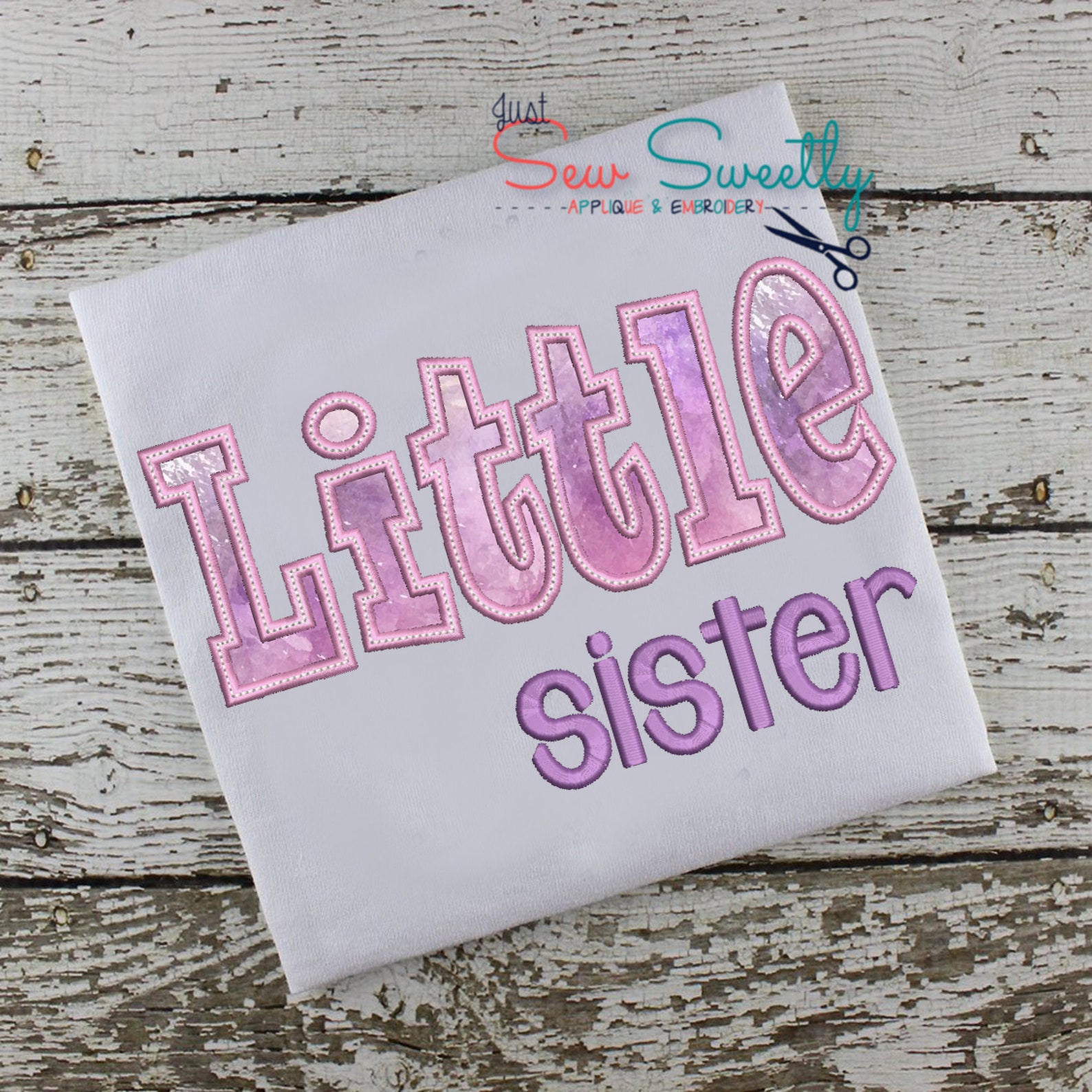 Little Sister Applique Design - Embroidery Machine Pattern, New Baby ...