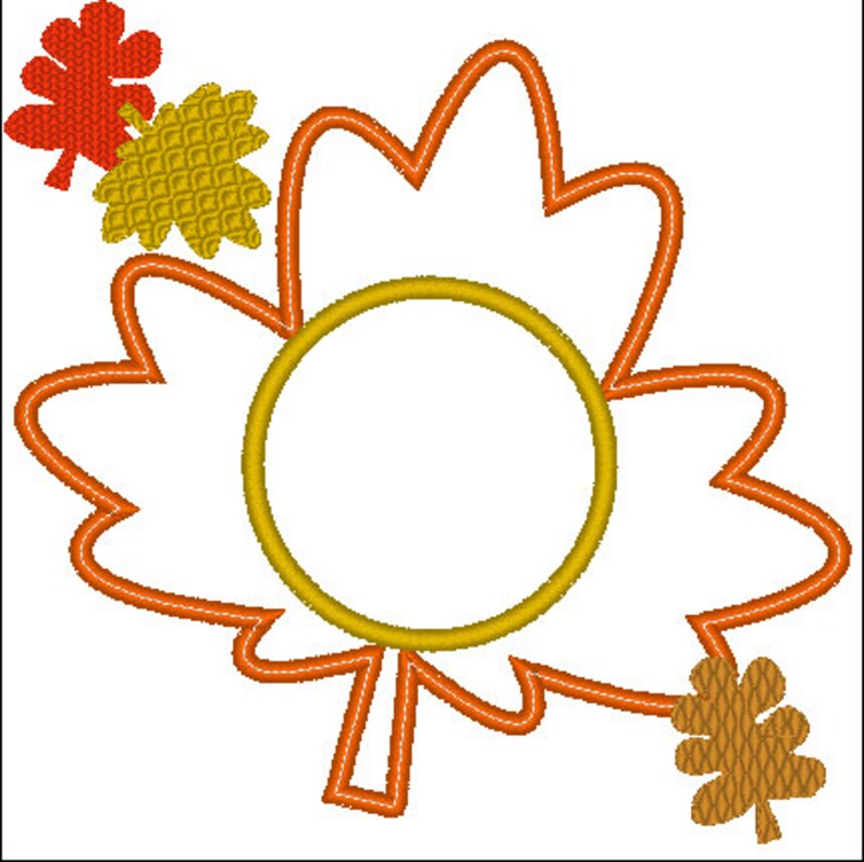 Fall Autumn Leaves Monogram Frame Applique Design Embroidery - Etsy
