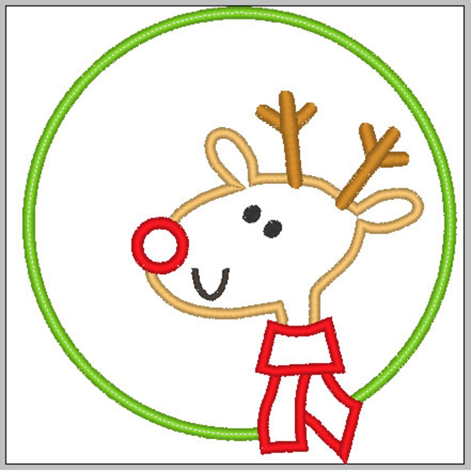 Reindeer Rudolf Applique Design Embroidery Machine Pattern - Etsy