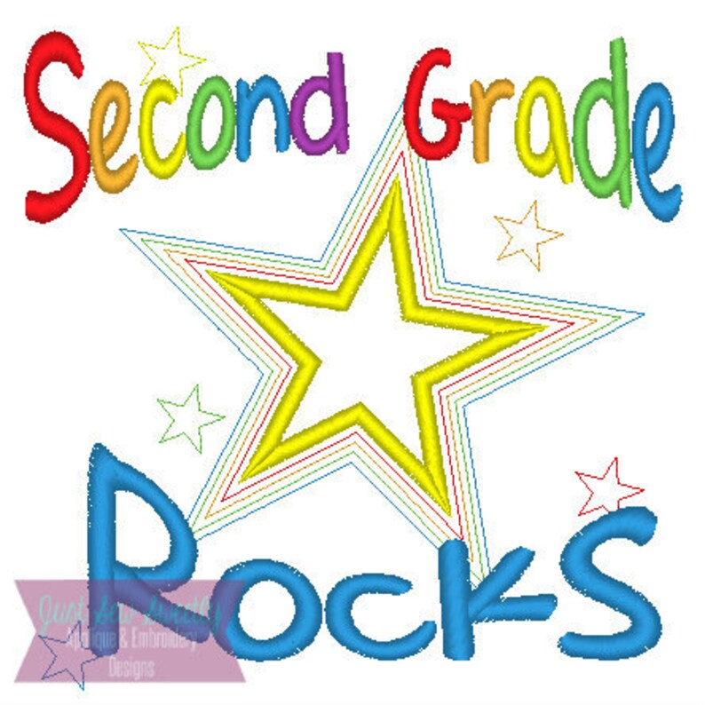 Second Grade Rocks: Back to School Applique Design - Etsy