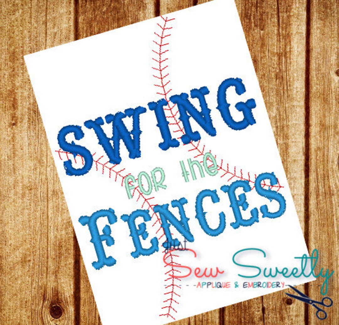 Swing for the Fences Baseball Embroidery Applique Design - Embroidery ...