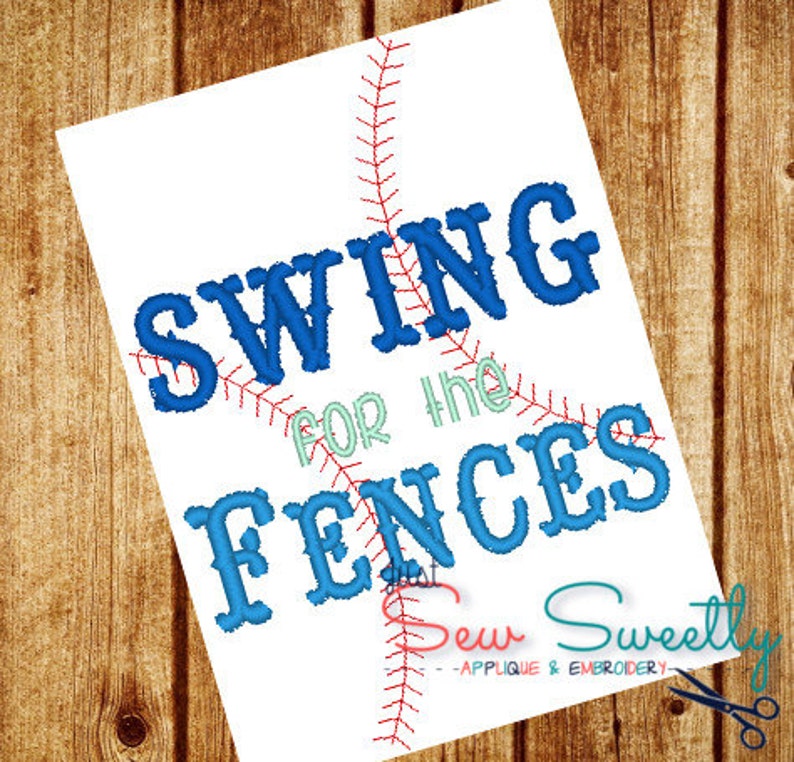 Swing for the Fences Baseball Embroidery Applique Design - Etsy