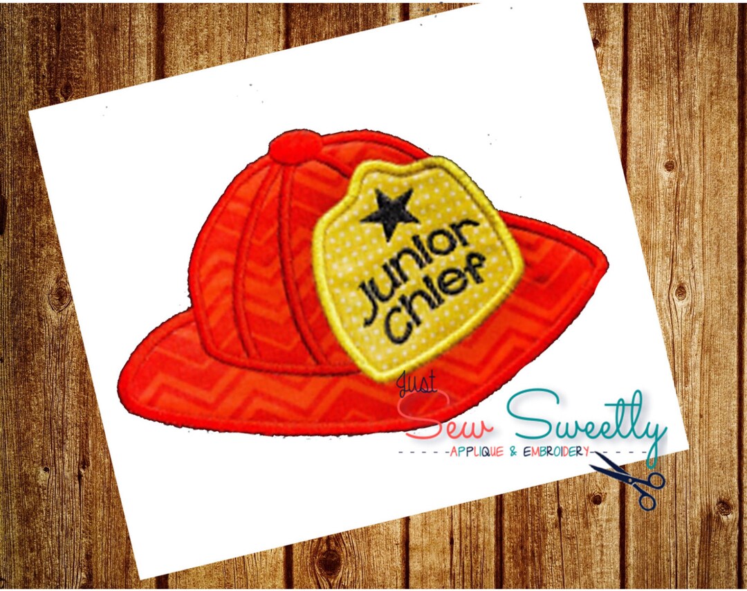 Fireman Hat Firefighter Fire Hat Applique Design - Embroidery Machine ...