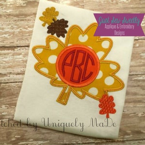 Fall Autumn Leaves Monogram Frame Applique Design Embroidery Machine ...