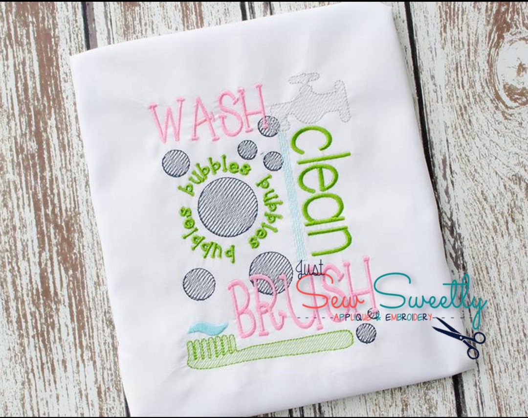 Bathroom Bubbles Subway Art Embroidery Design - Embroidery Machine ...
