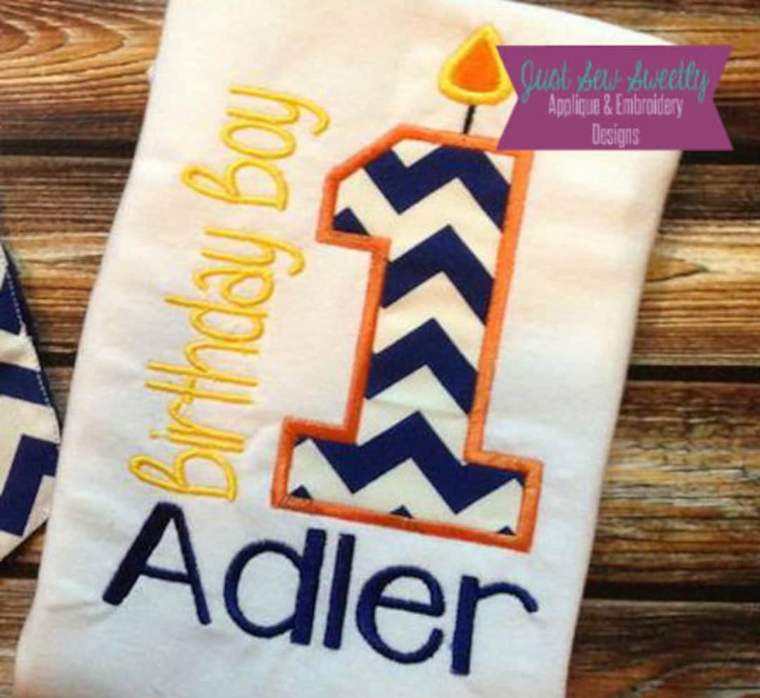 1st Birthday Boy - Embroidery Machine Pattern - First Birthday Candle ...