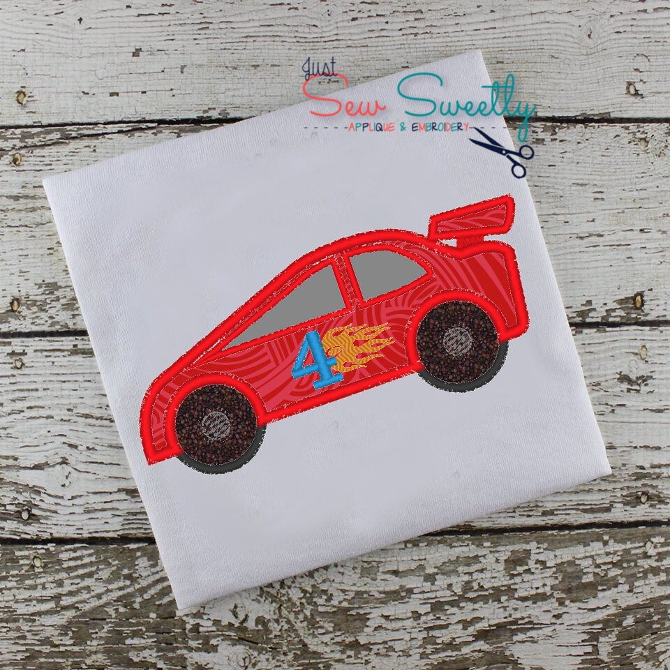 4TH Birthday Race Car Applique Design Embroidery Machine | Etsy