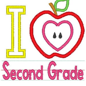 I Love Second Grade Back to School Applique: Machine Embroidery ...