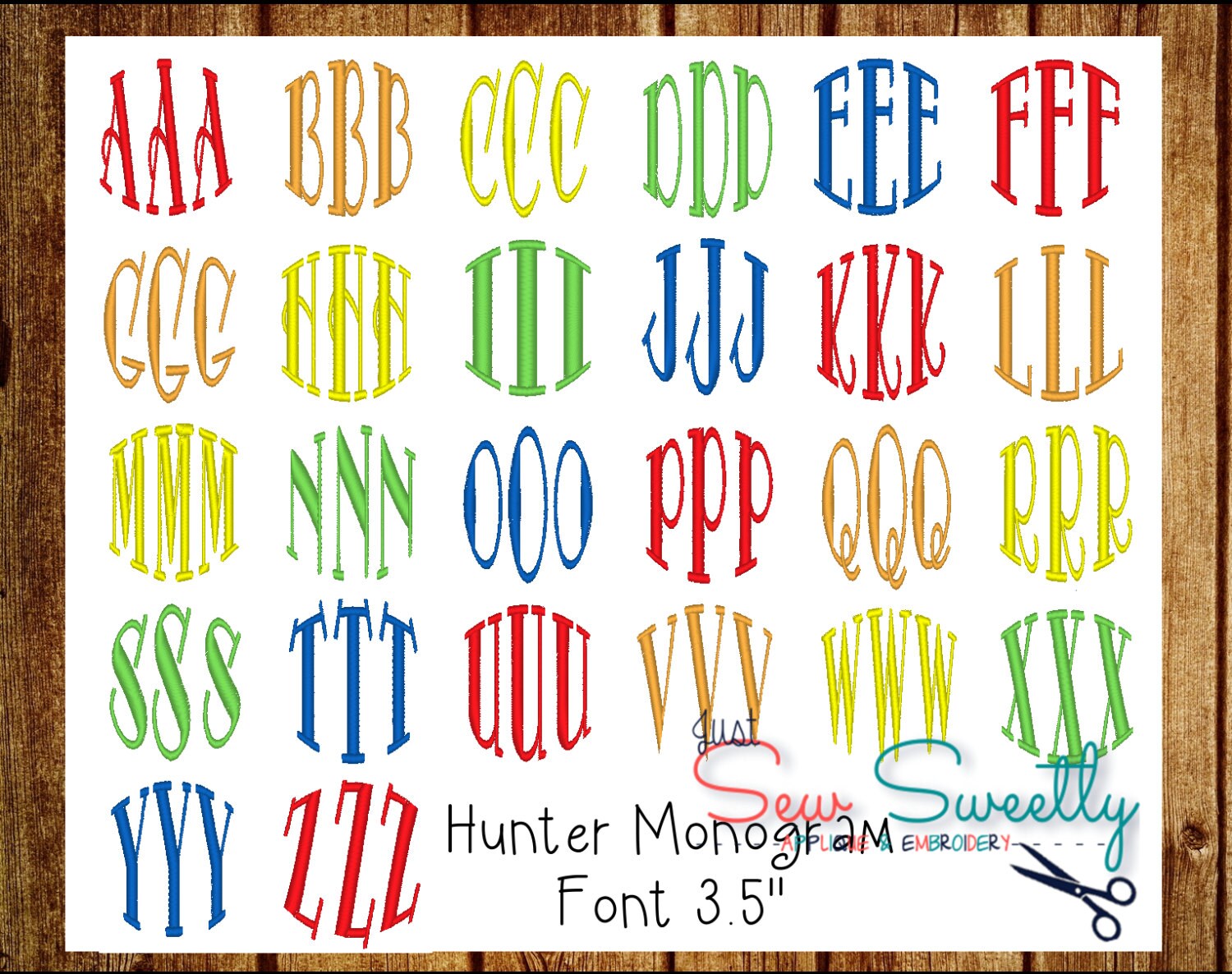 Hunter Circle Monogram Embroidery Font 3.5 inch | Etsy