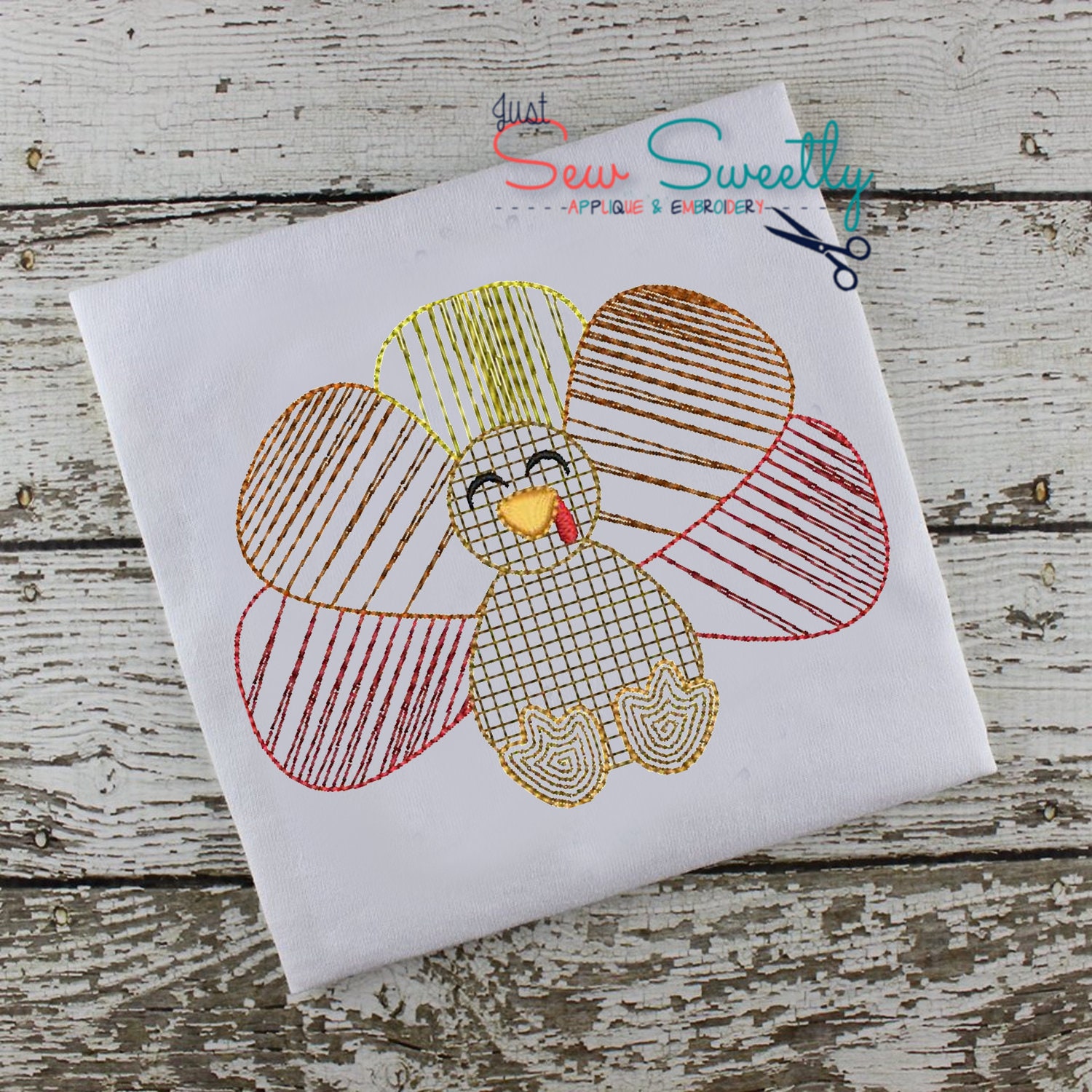 Vintage Turkey Sketch Style Embroidery Thanksgiving Design | Etsy