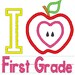 I Love First Grade Back to School Applique: Machine Embroidery Applique ...