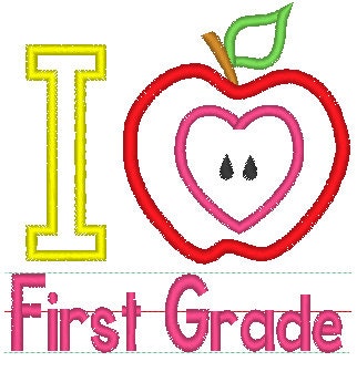 I Love First Grade Back to School Applique: Machine Embroidery | Etsy
