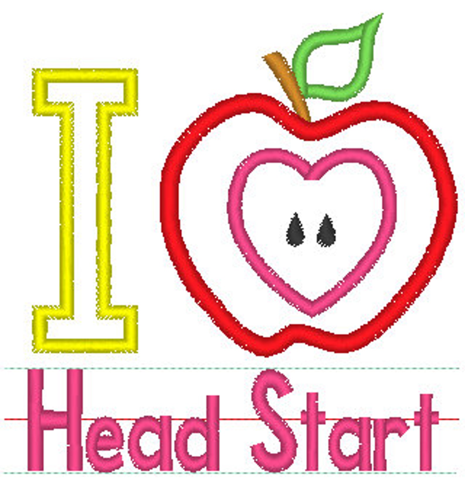 I Love Head Start Back to School Applique: Machine Embroidery - Etsy