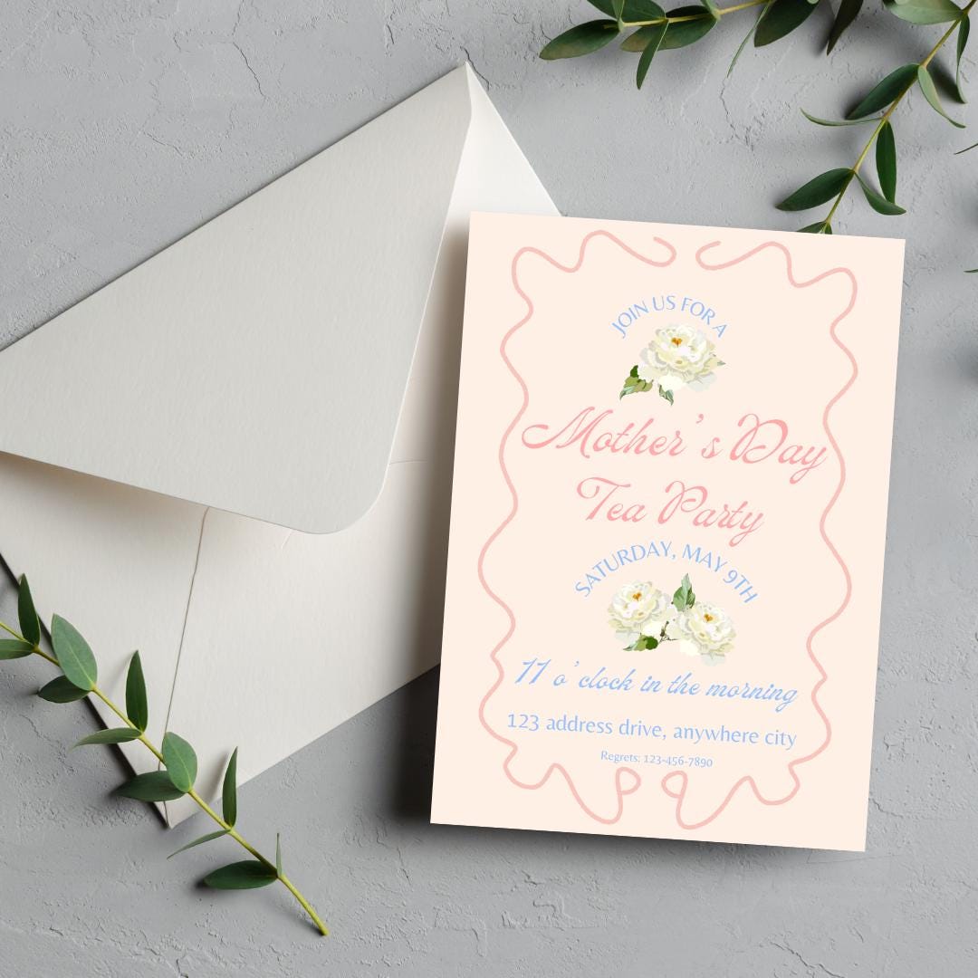 Mother’s Day Tea Party Invitation Editable Canva Template - Etsy