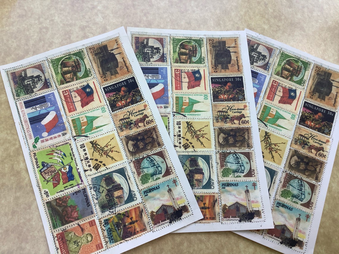 Vintage Decorative Perforated Post Stamps for Scrapbook, Journals ...