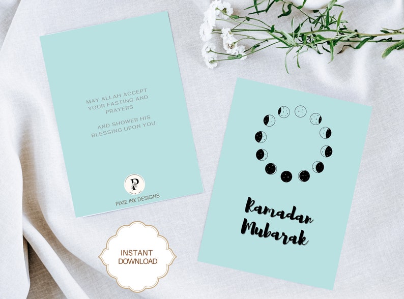 Moon Phases Ramadan Card | Printable Ramadan Card | Ramadan Greeting ...
