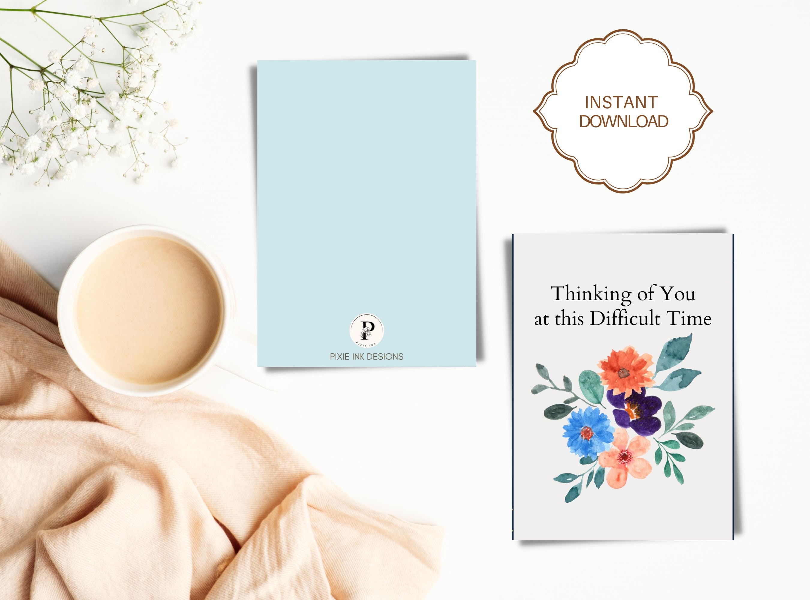 Printable 'difficult Time' Card Thinking of You Card Digital Sympathy ...