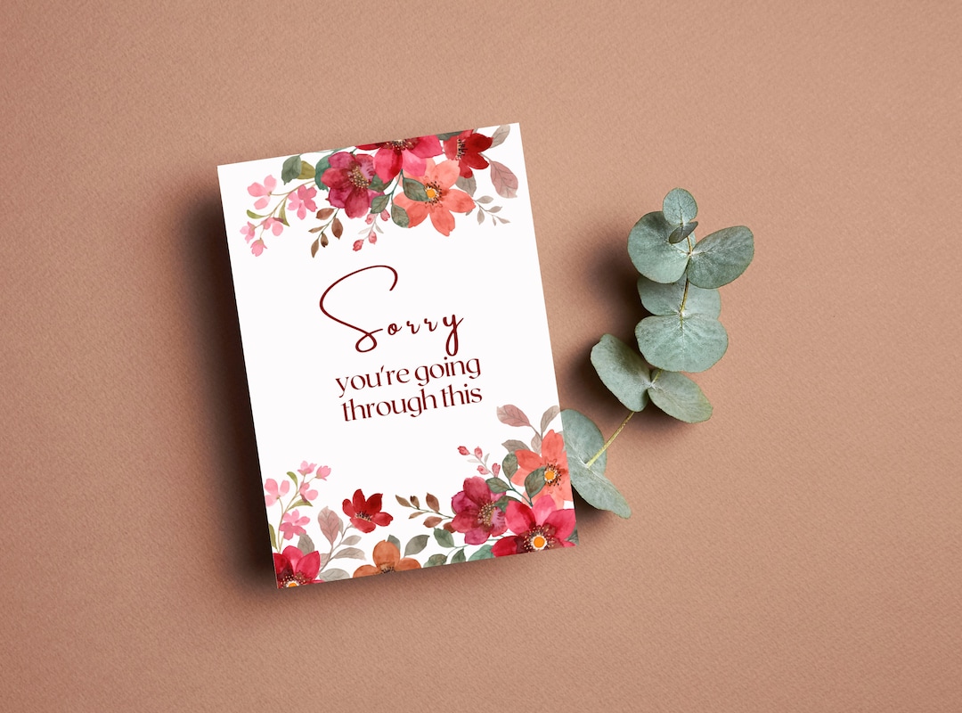Sorry Floral Card | Sympathy Card | Printable Comforting Card ...
