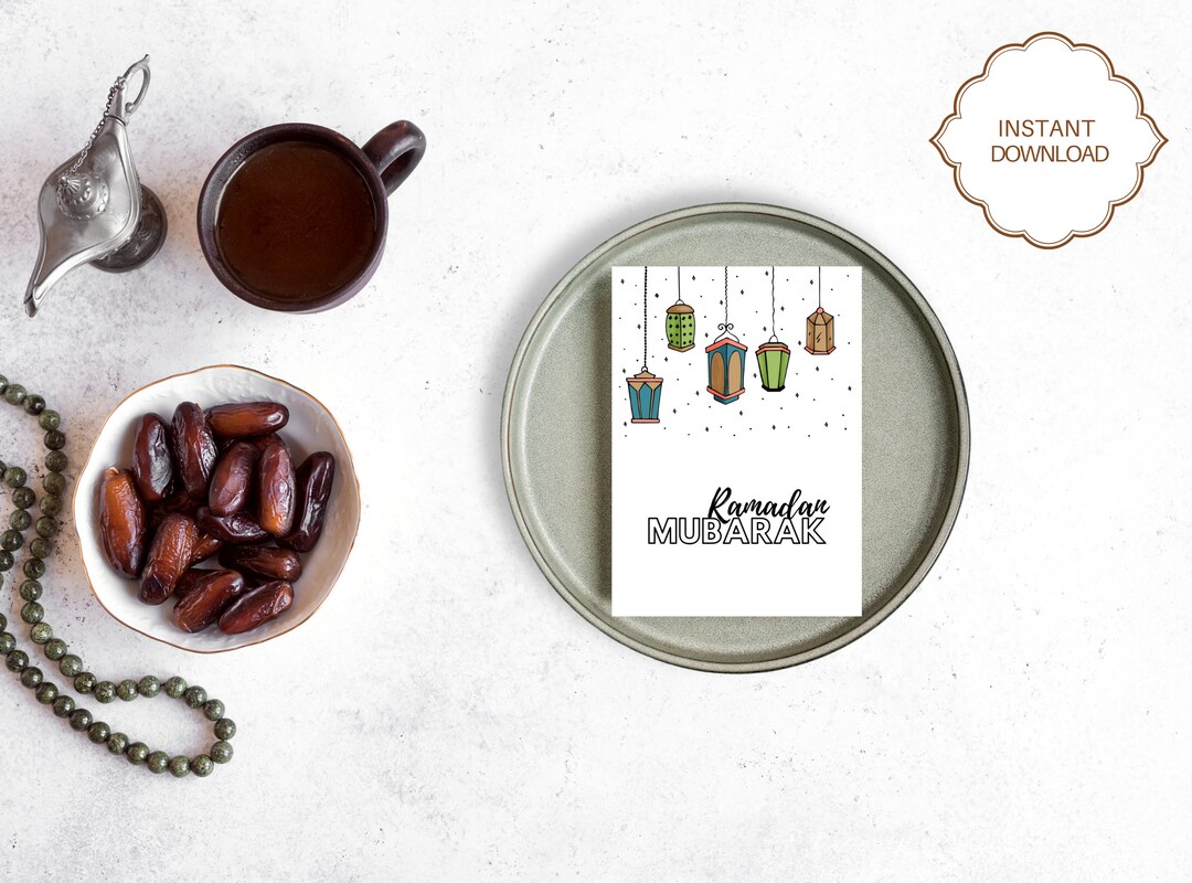 Ramadan Lanterns Card | Ramadan Mubarak Card | Printable Ramadan Card ...