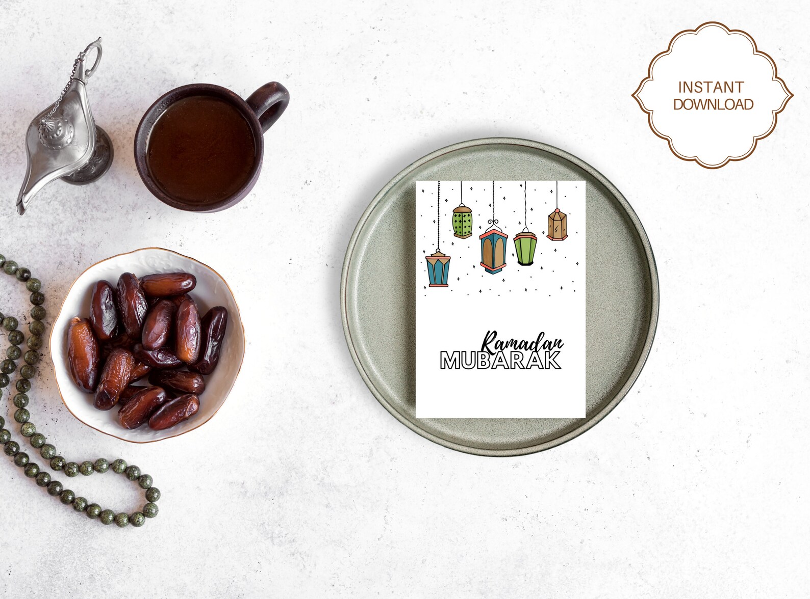 Ramadan Lanterns Card Ramadan Mubarak Card Printable Ramadan Card ...